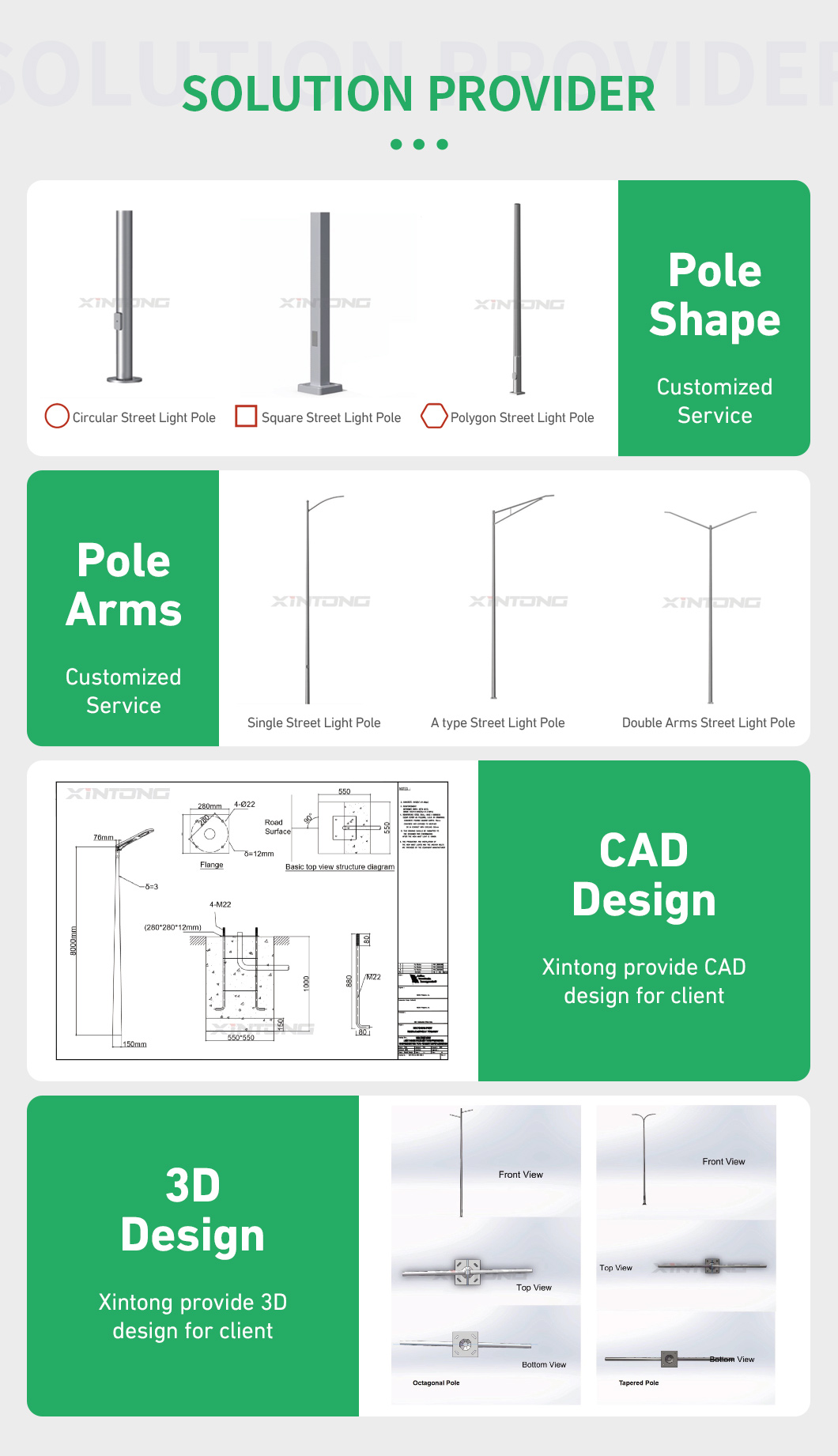 China Folding Mid Hinged Octagonal Galvanized Solar Lighting Pole ...